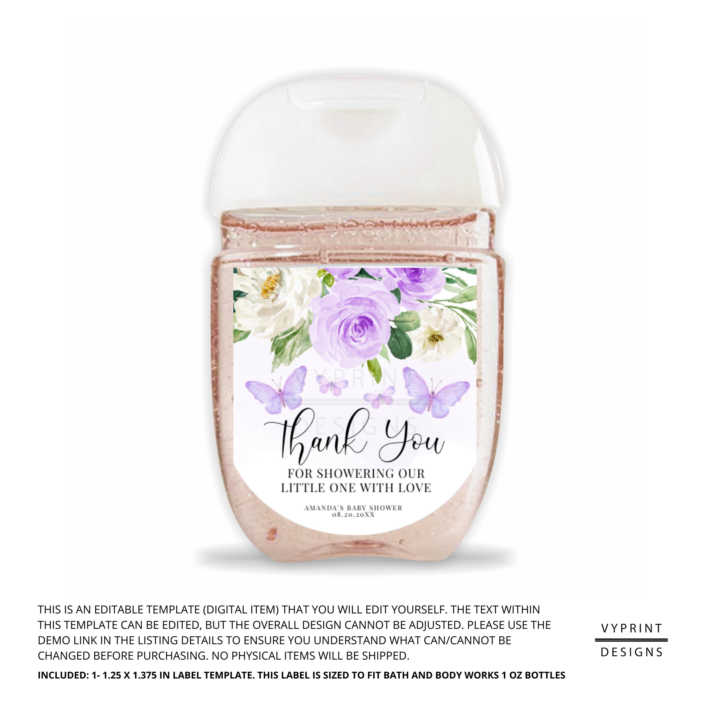 Stickers, Labels & Tags Paper Purple and White Floral Butterfly Themed ...