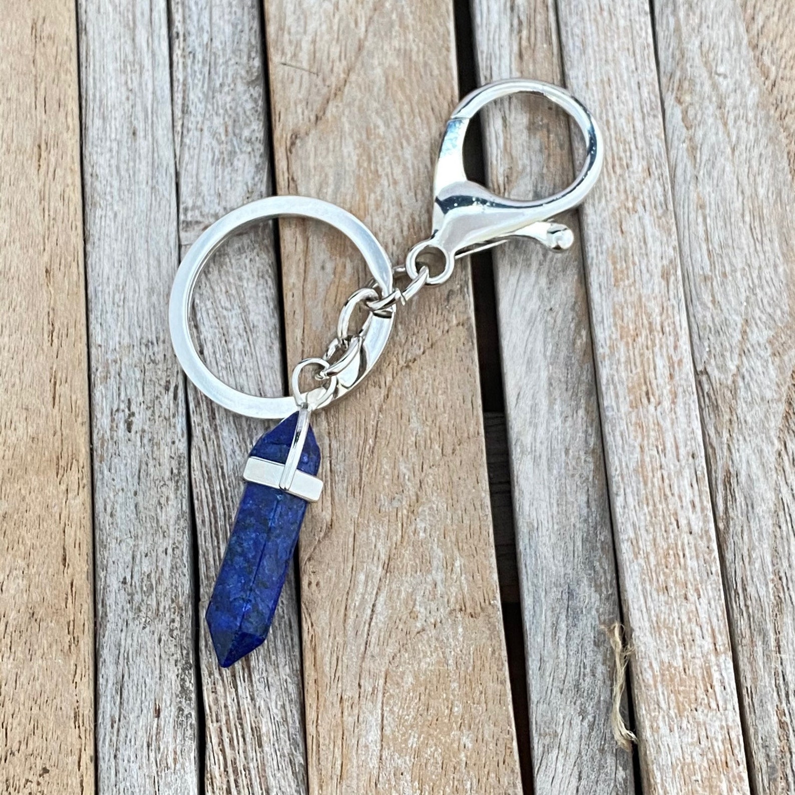 Lapis Lazuli Stone Keyring Crystal Keychain Lapis Lazuli - Etsy