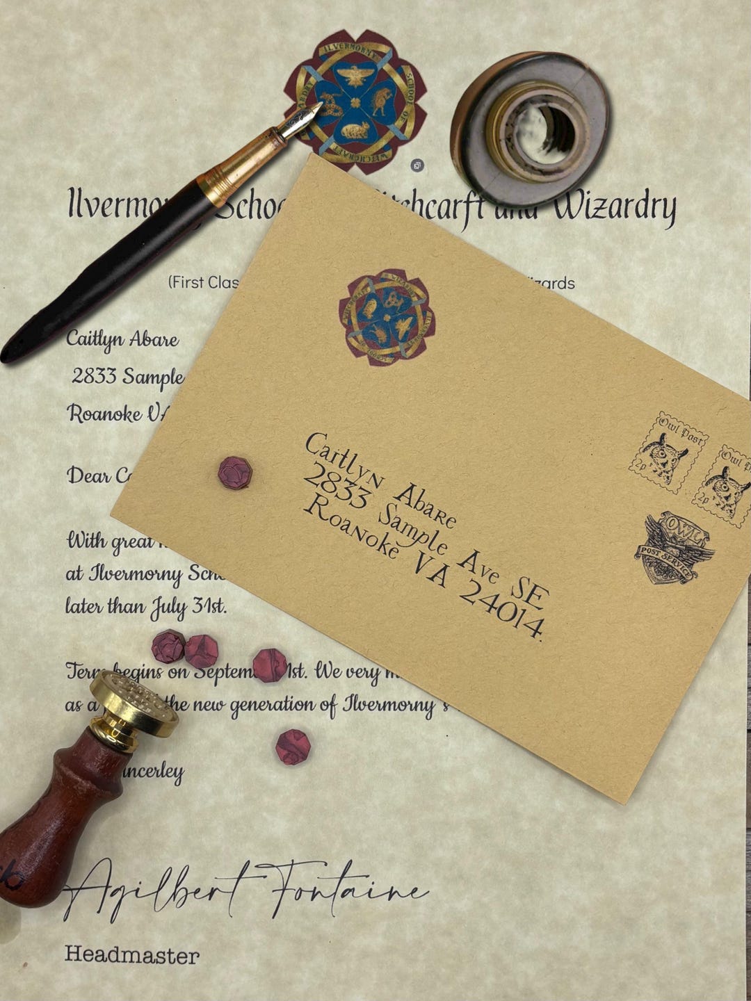 Personalised Wizard and Wizardry School Acceptance Letter - Custom ...