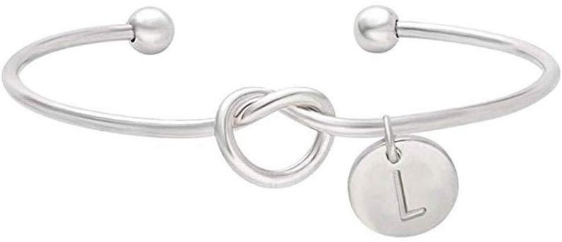 Knot Bracelet Cuff Bangle Initial Bracelet Bridesmaid Gift - Etsy