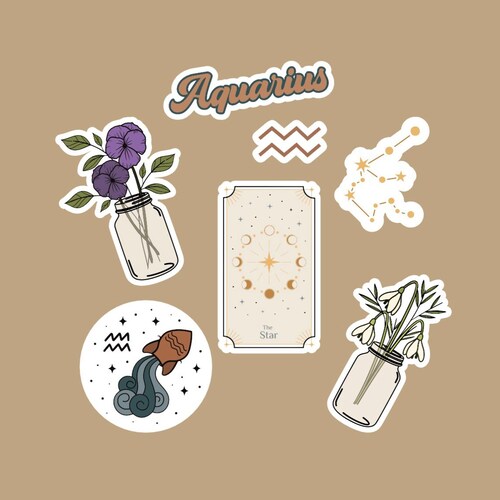 Aquarius Sticker Zodiac Sign Water Bearer Waterproof - Etsy