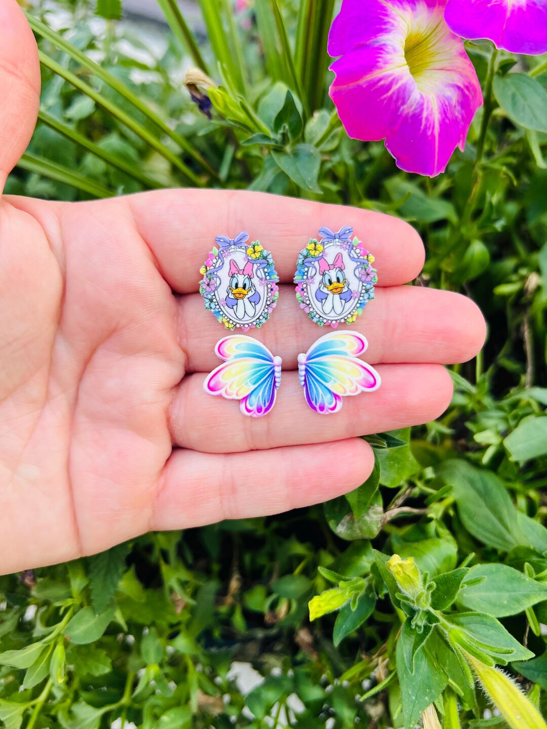 Ducks, Flowers, and Butterflies Earrings: Daisy Duck, Butterfly Jewelry ...