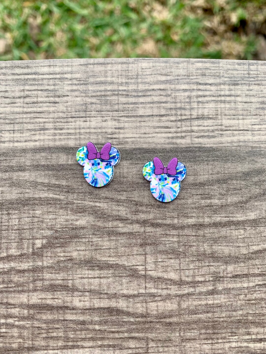Purple Bow Pattern Lilly Mouse Earrings/lilly Meets Mouse/handmade to ...