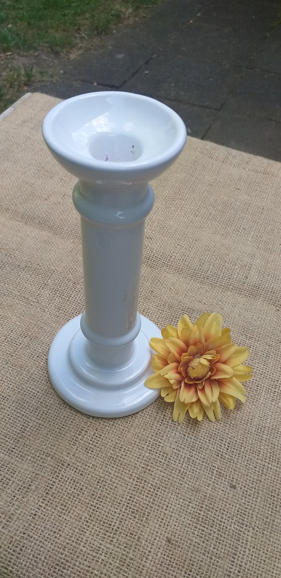 Candle Holder Porcelain White Inta Cado - Etsy