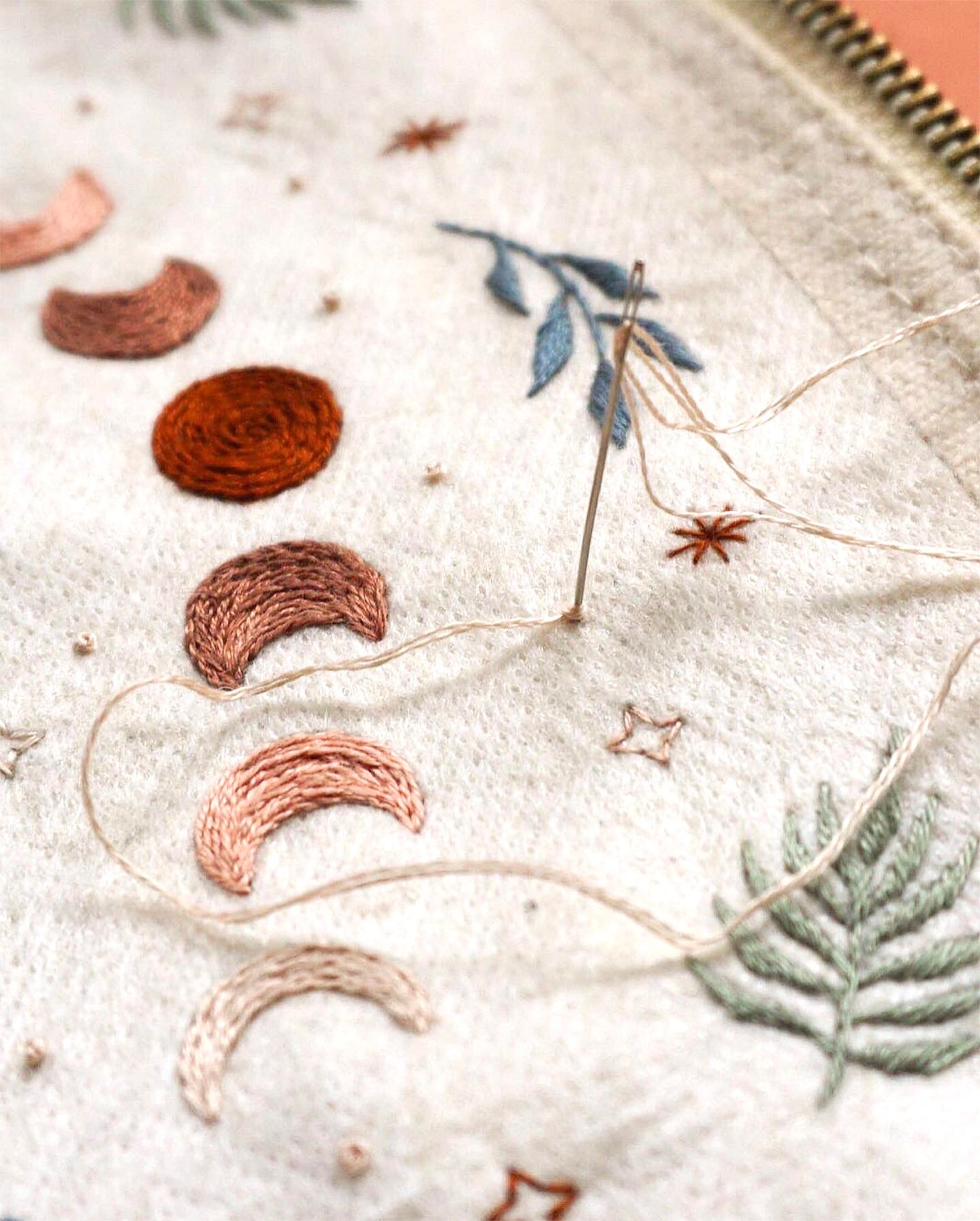 Embroidery Pouch Kit Desert Moon Moon Phases Boho Embroidery - Etsy