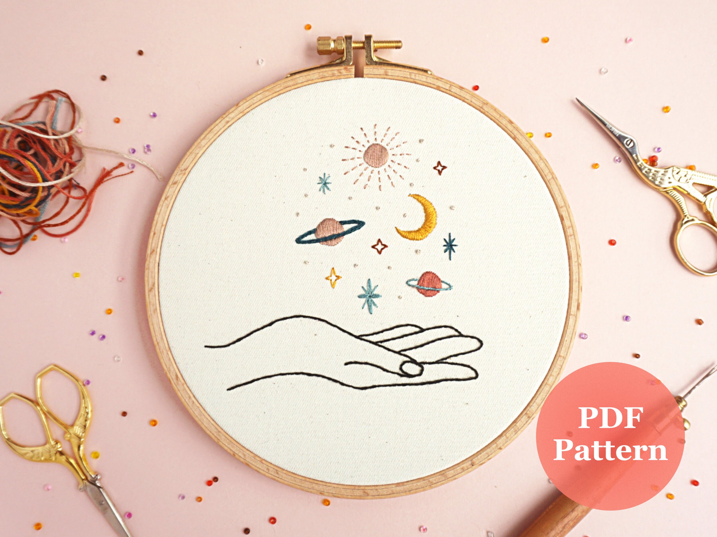 Craft Supplies & Tools Celestial Design Letter G Hand Embroidery ...