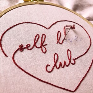 Embroidery PDF Pattern Self Love Club | Digital Tutorial | Modern Hand ...