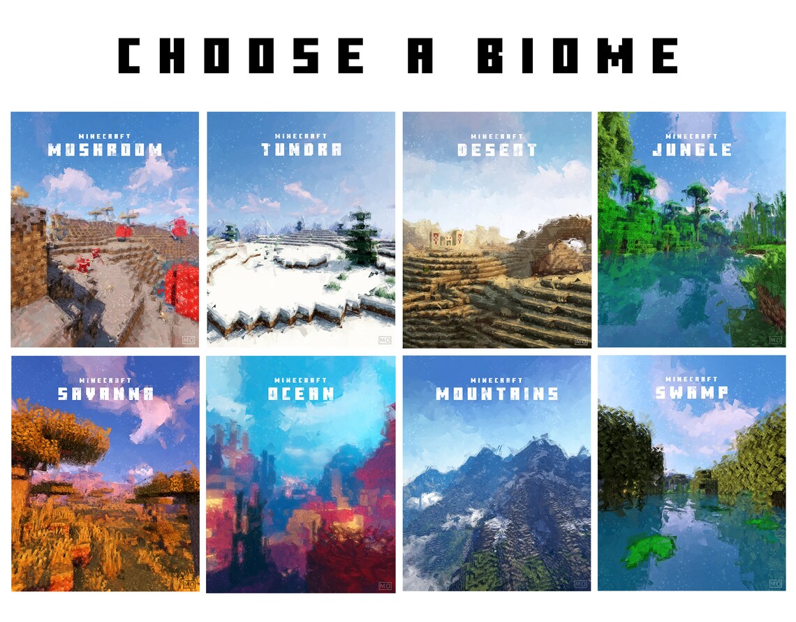 Biome Destinations Art Poster Minecraft | Etsy