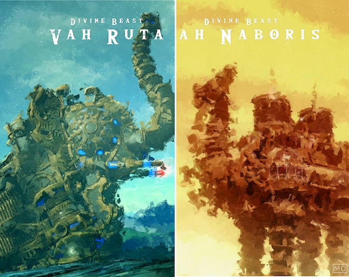 Set of 4 Legend of Zelda Breath of the Wild, Divine Beast, Vah Ruta ...