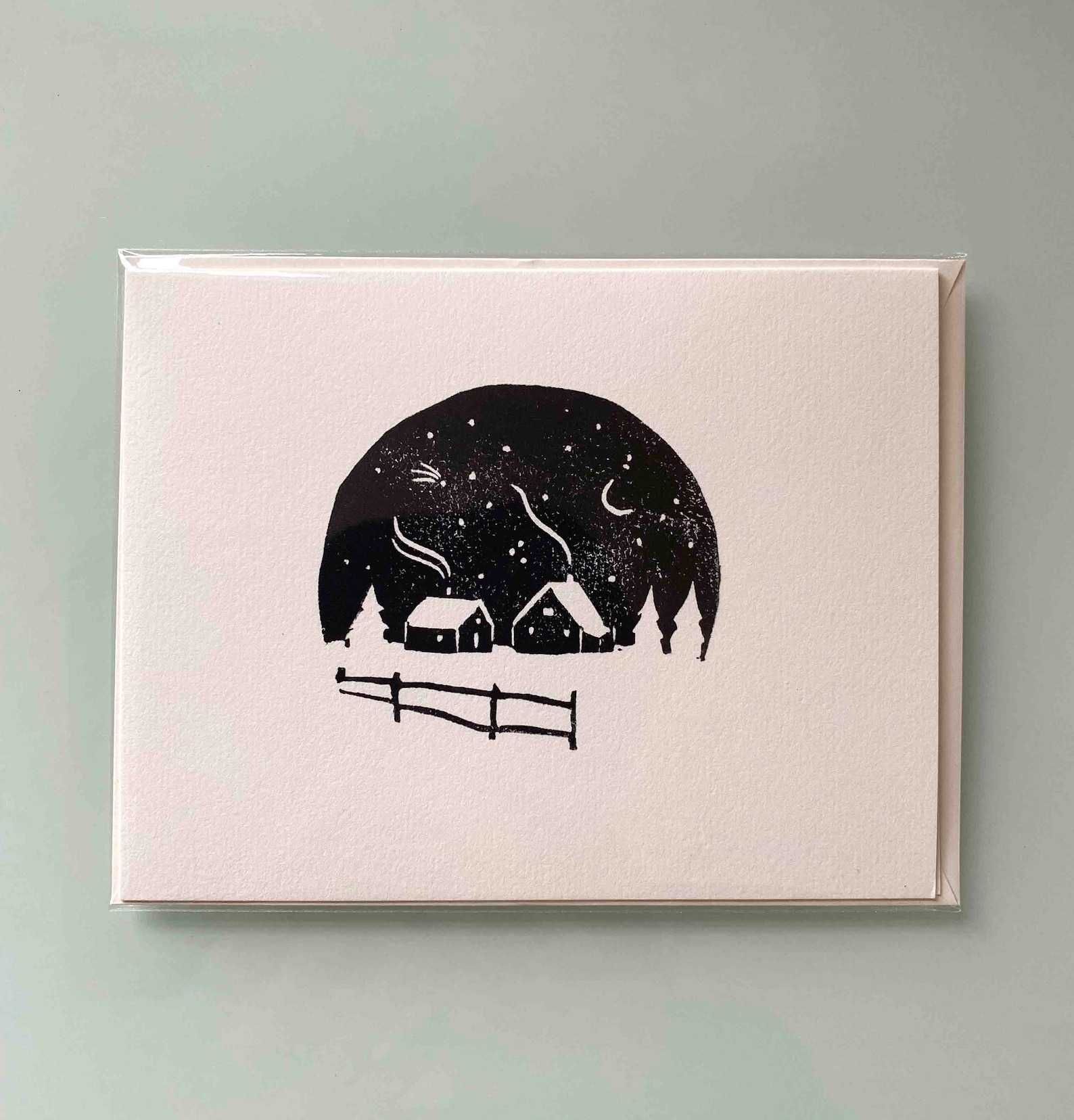 Snow Home - Linocut Christmas Card - Etsy