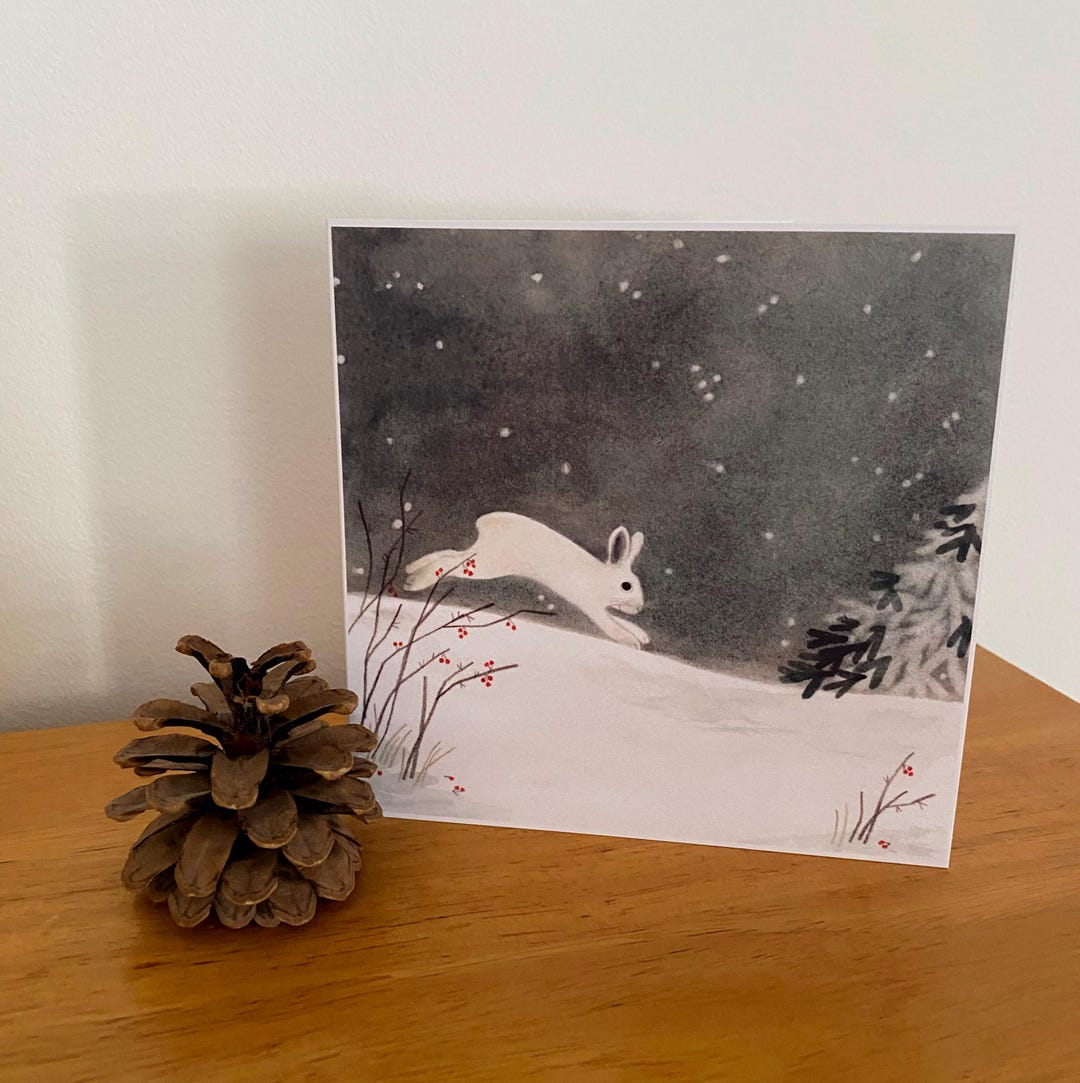 Snowshoe Hare Hop - Christmas Card - Etsy