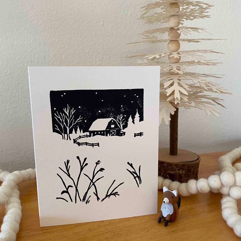 Linocut Christmas - Etsy