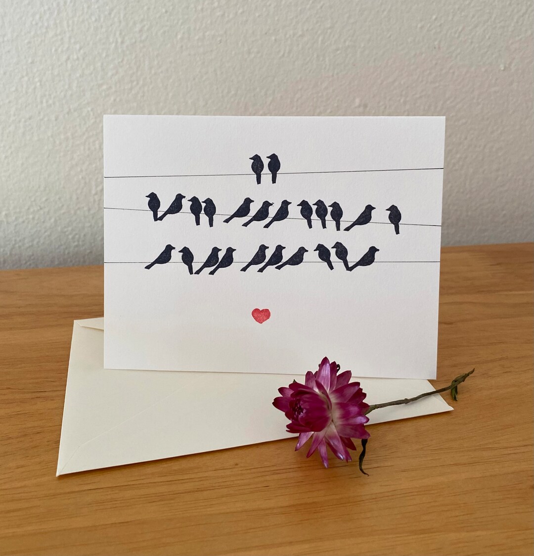 Morse Code "i Love You" Birds on a Wire - Linocut Greeting Card - Etsy