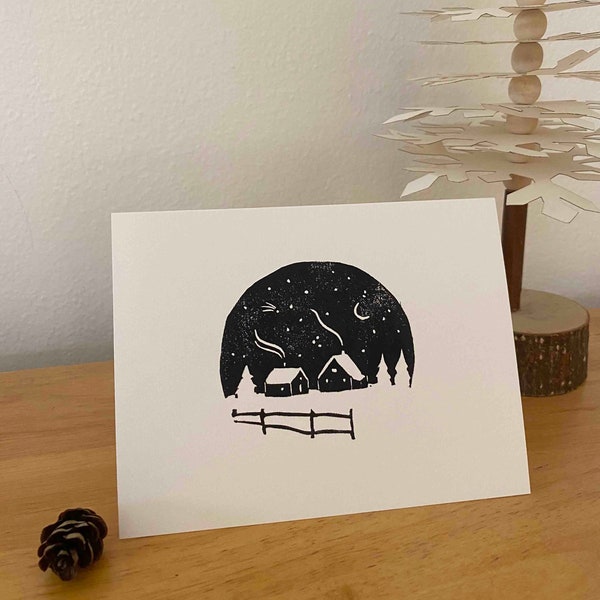 Linocut Christmas - Etsy