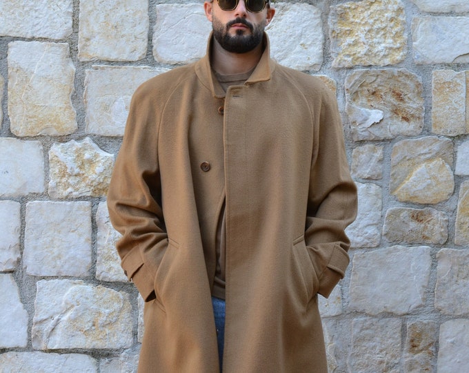 Aquascutum - 70s Camel Cashmere Coat / Camel Wool Coat Men / Mens ...