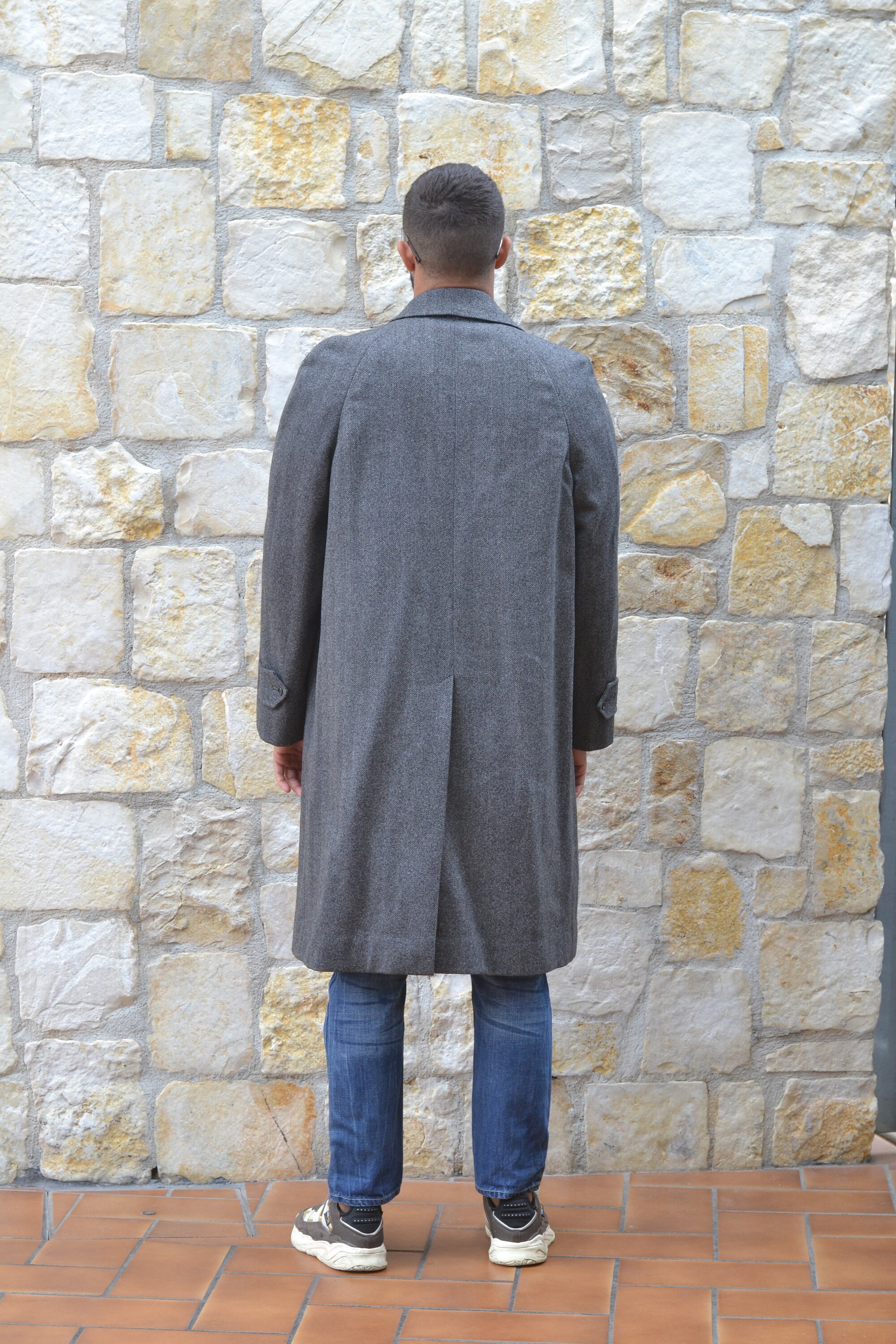 Cerruti 1881 70s Coat, Grey Herringbone Coat, Vintage Wool Coat Men ...
