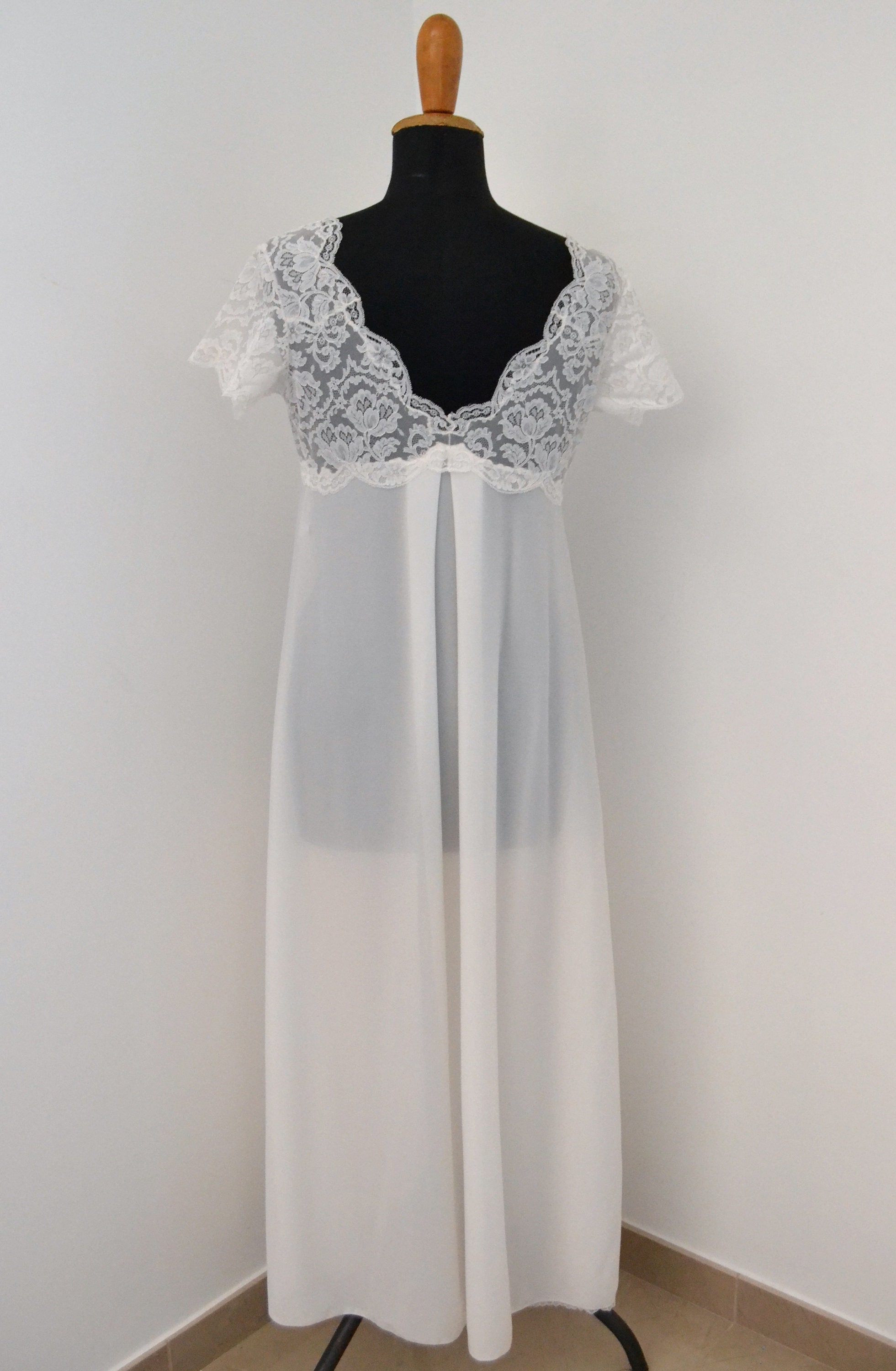 Vintage Slip Dress /regency Gown/ Lace Sheer Nightgown / - Etsy