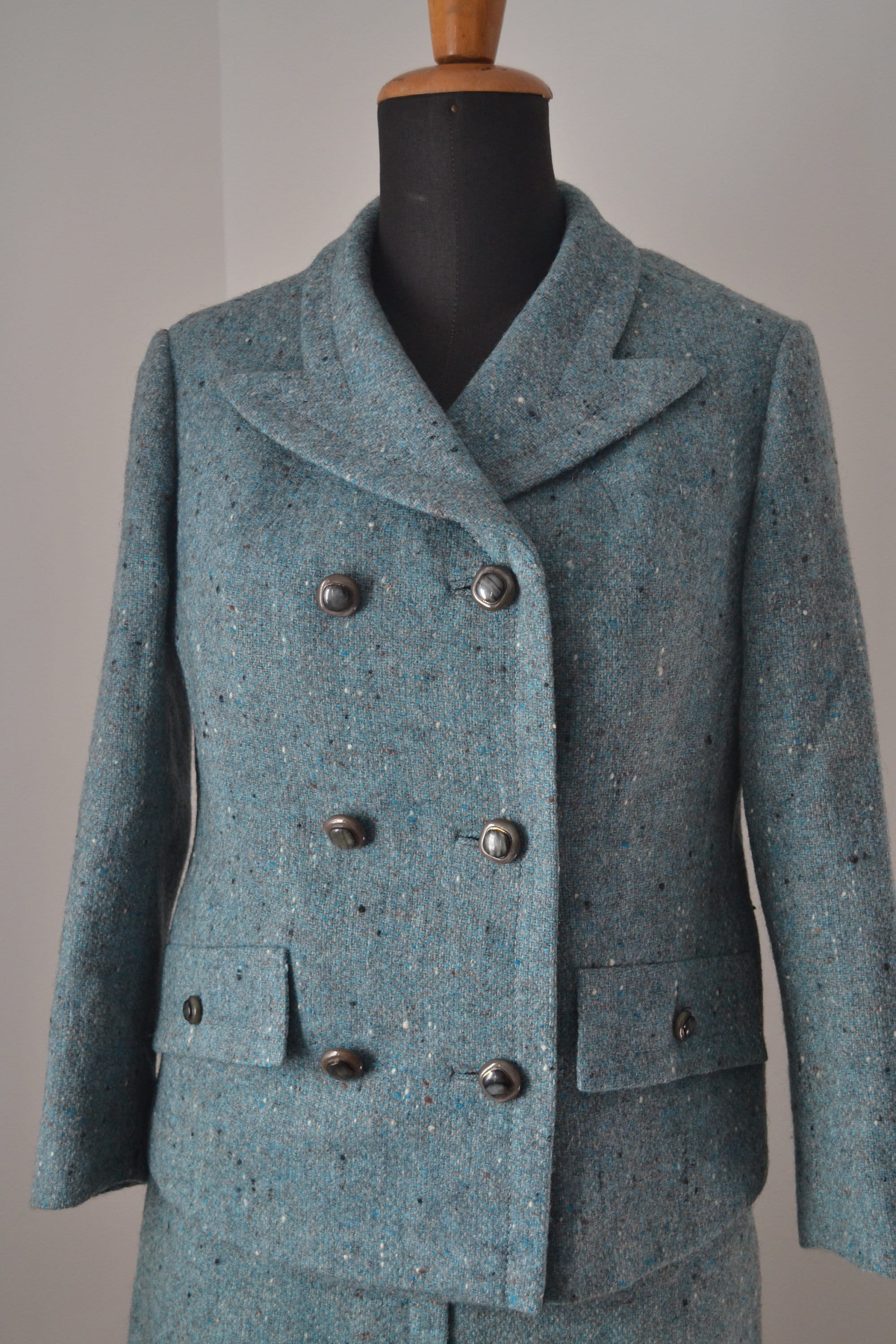 Two Piece Set 60s Skirt Suit, 60s Womens Wool Tweed Suit, Tailored Suit ...