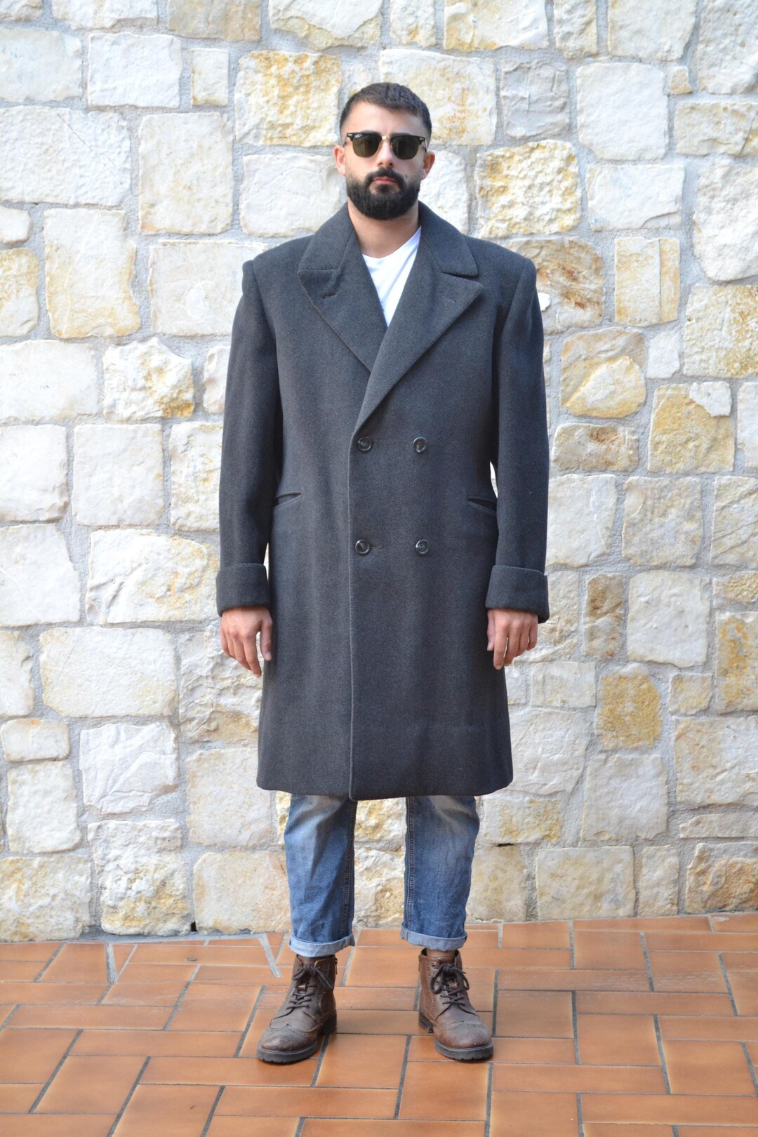 Handmade 1940s Heavy Wool Overcoat – Double-breasted Men’s Coat With ...