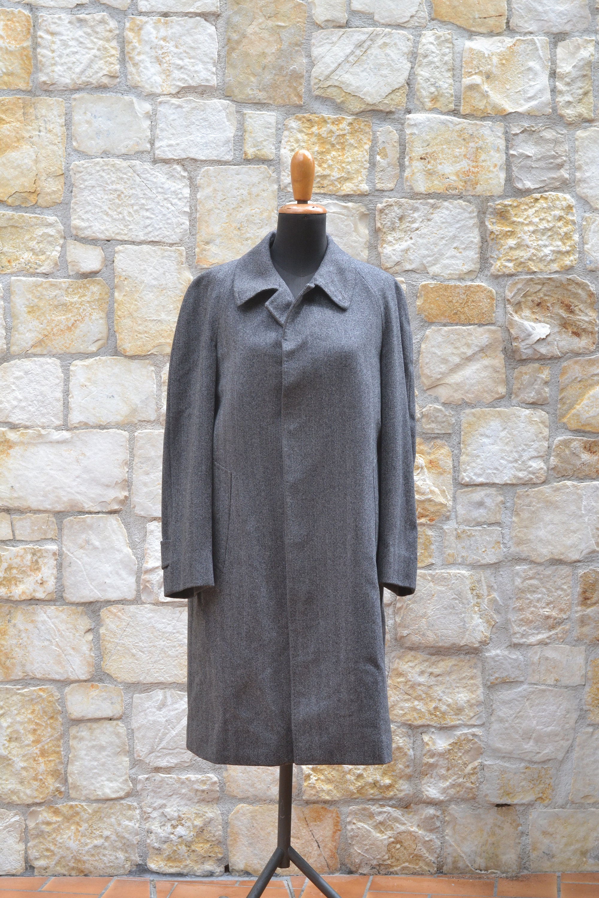 Cerruti 1881 70s Coat, Grey Herringbone Coat, Vintage Wool Coat Men ...