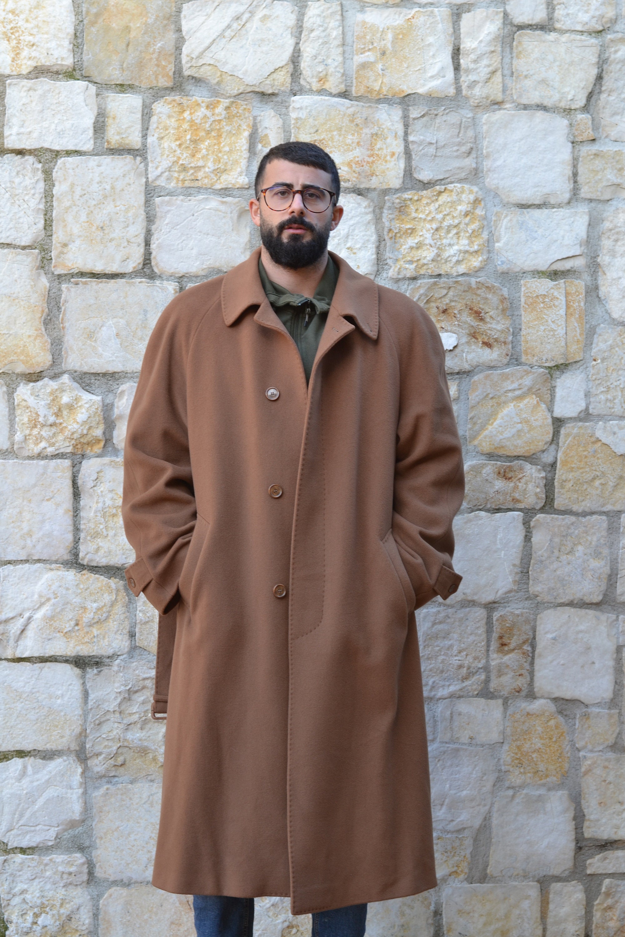 Altavilla Caramel Cashmere Coat Men / Belted Long Wool Coat - Etsy