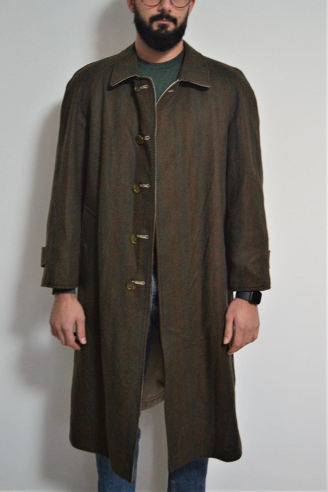 BURBERRY Reversible Vintage Wool Mens Trench Coat / Burberry | Etsy