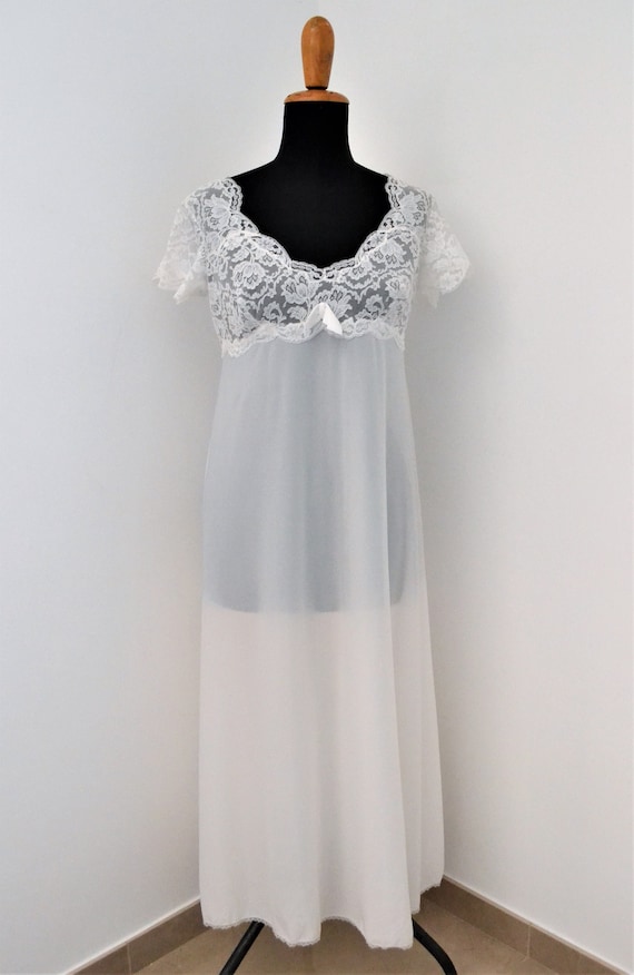 Vintage Slip Dress /regency Gown/ Lace Sheer Nightgown / - Etsy