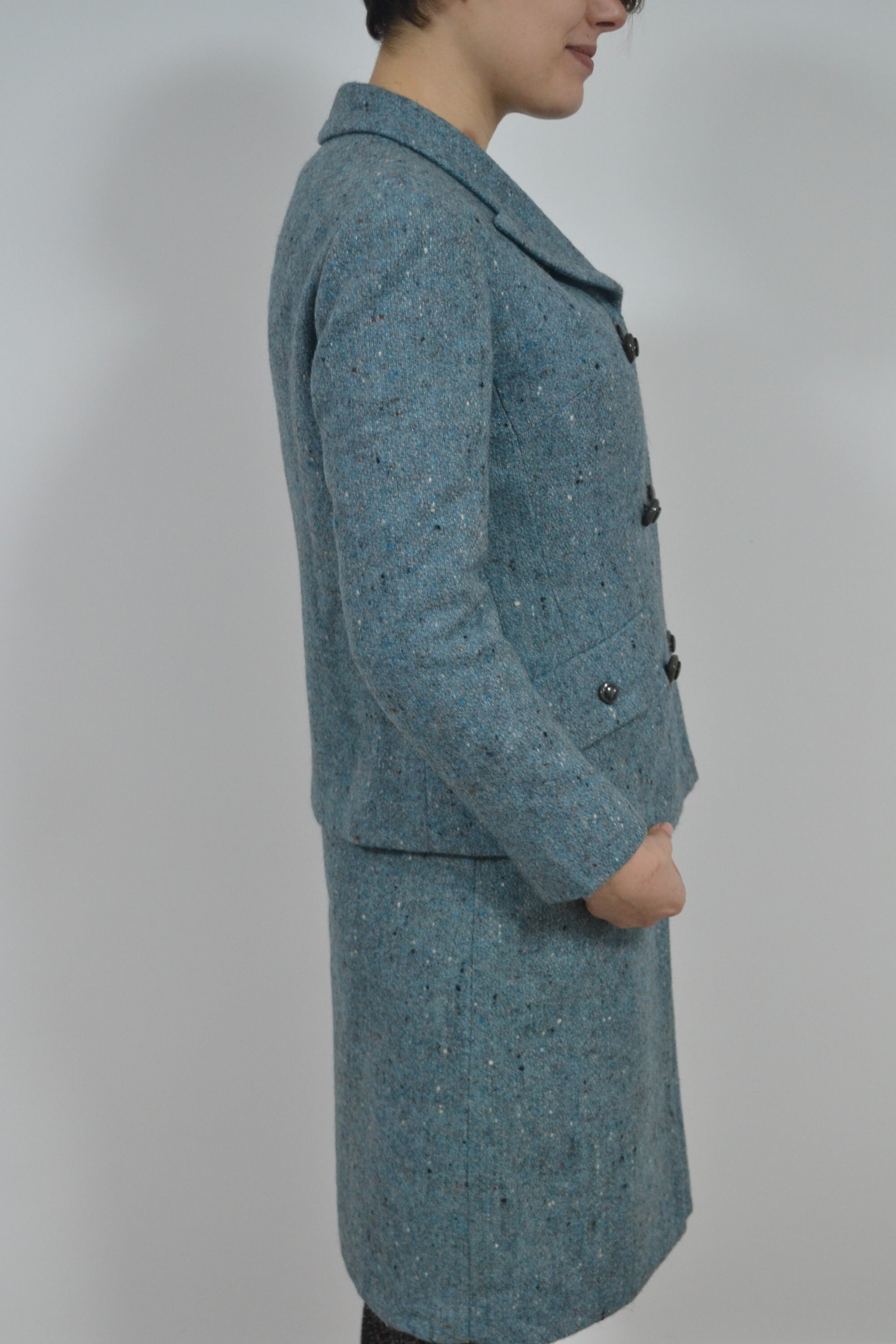 Two Piece Set 60s Skirt Suit, 60s Womens Wool Tweed Suit, Tailored Suit ...