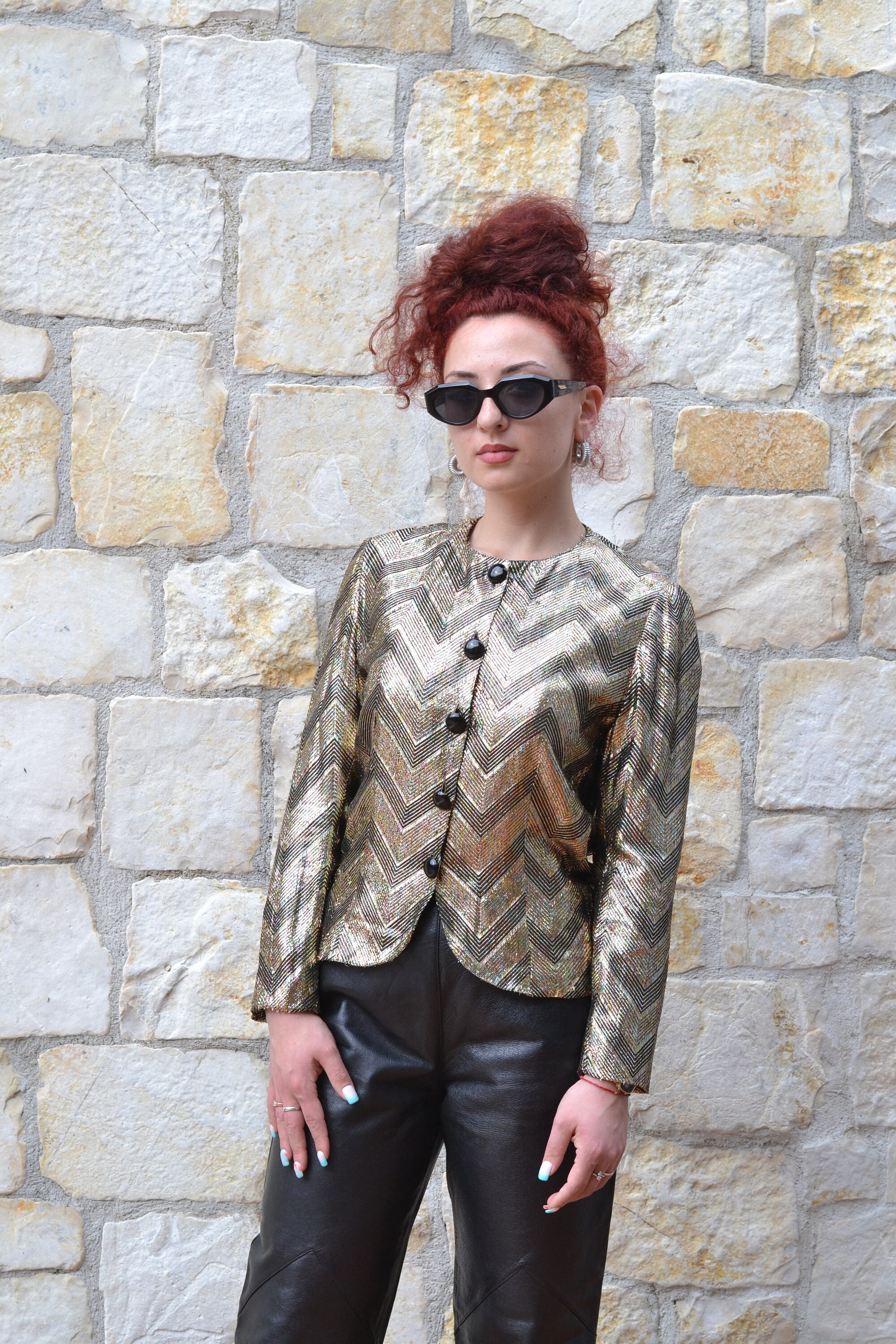 80s Metallic Gold Blazer / Summer Blazer Women/ Vintage Evening Jacket ...