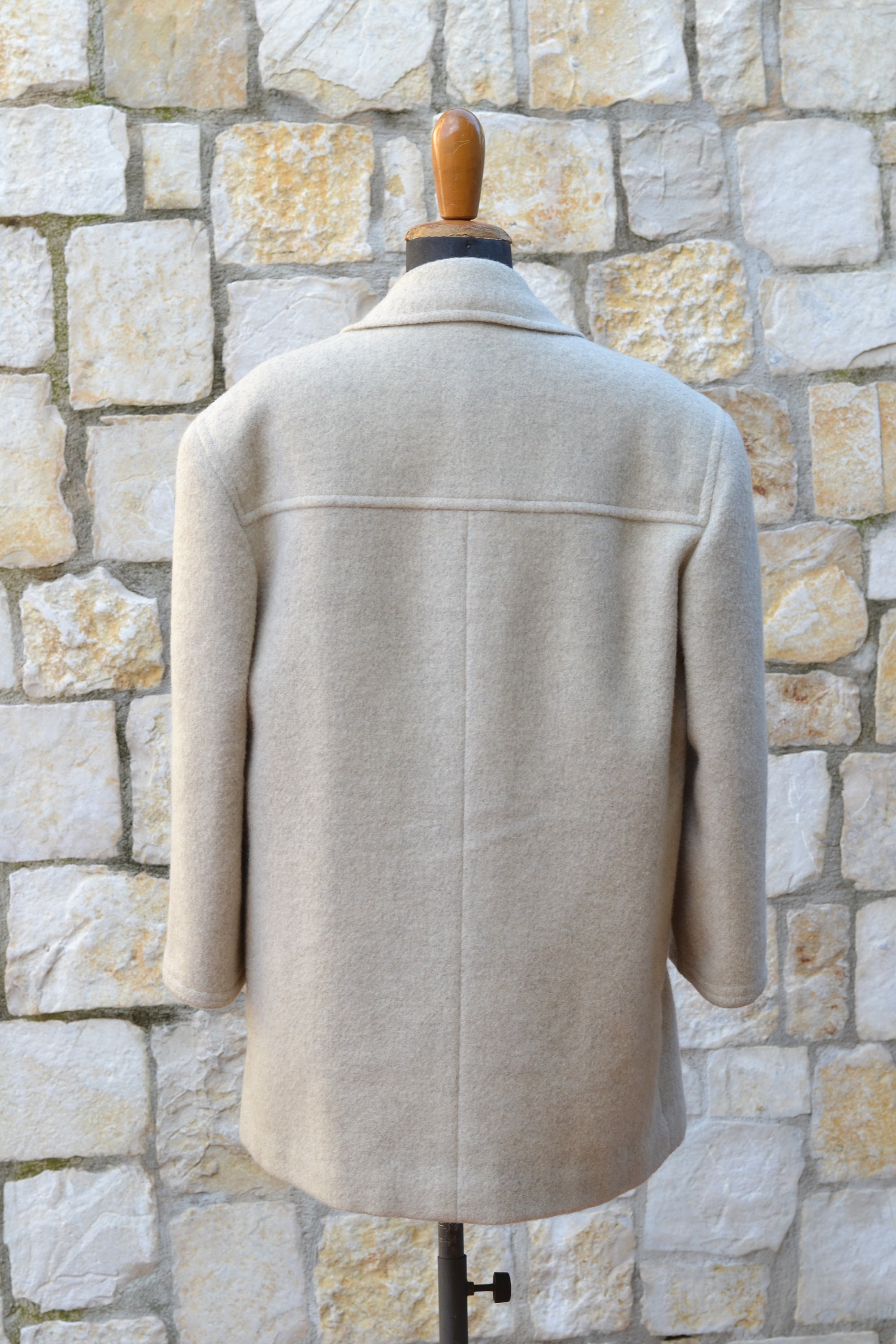 80's Ivory Boiled Wool Coat Men / Italian Short Wool Coat - Etsy