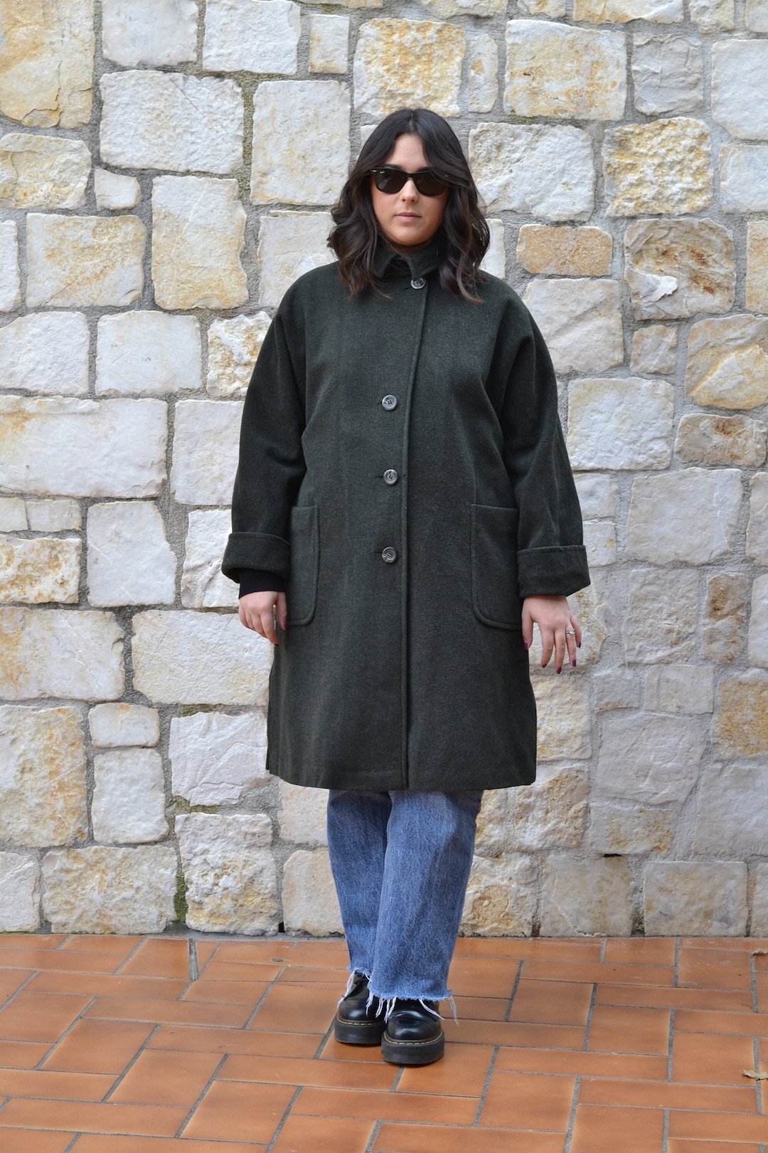 Intrend - MAX MARA Brand Coat / Vintage Green Coat Women / Max Mara ...