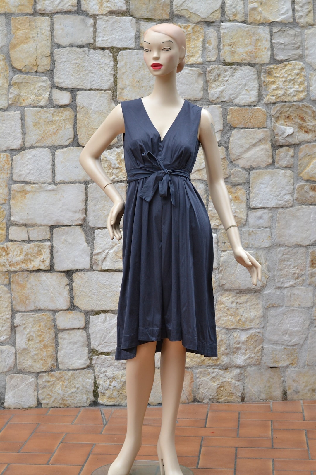 Intrend - Max Mara Dress - 90s Cotton Summer Dress / V-neck Casual ...