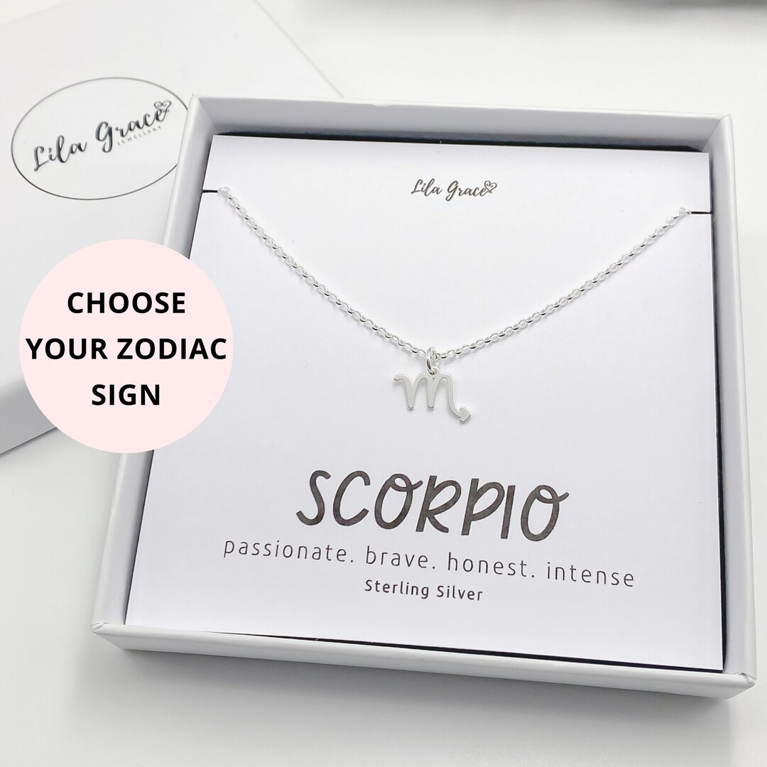 Sterling Silver Scorpio Zodiac Star Sign Necklace Gift for Her Womens ...