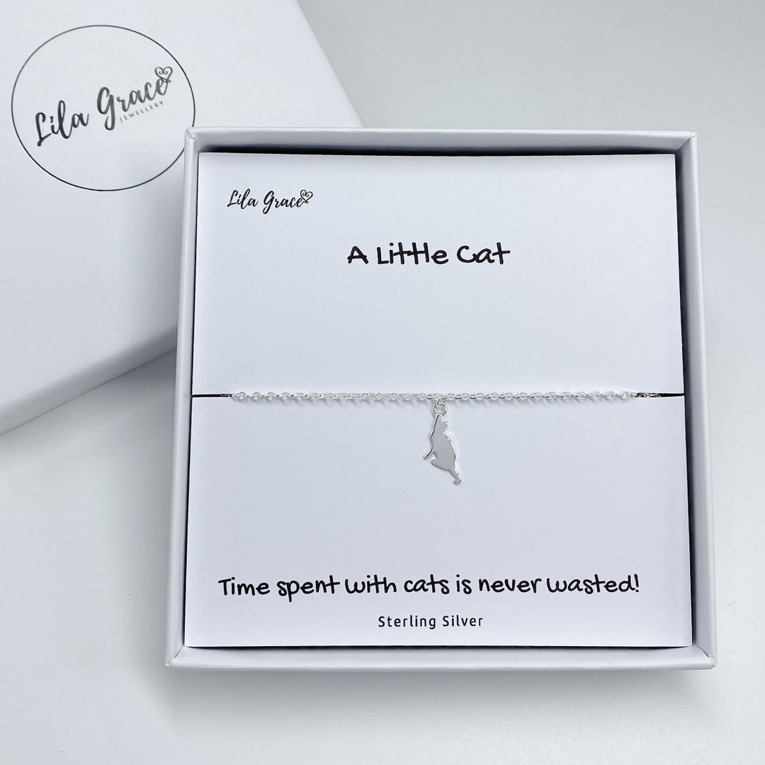 Bracelet chat en argent sterling Bijoux drôles et délicats pour femmes ...