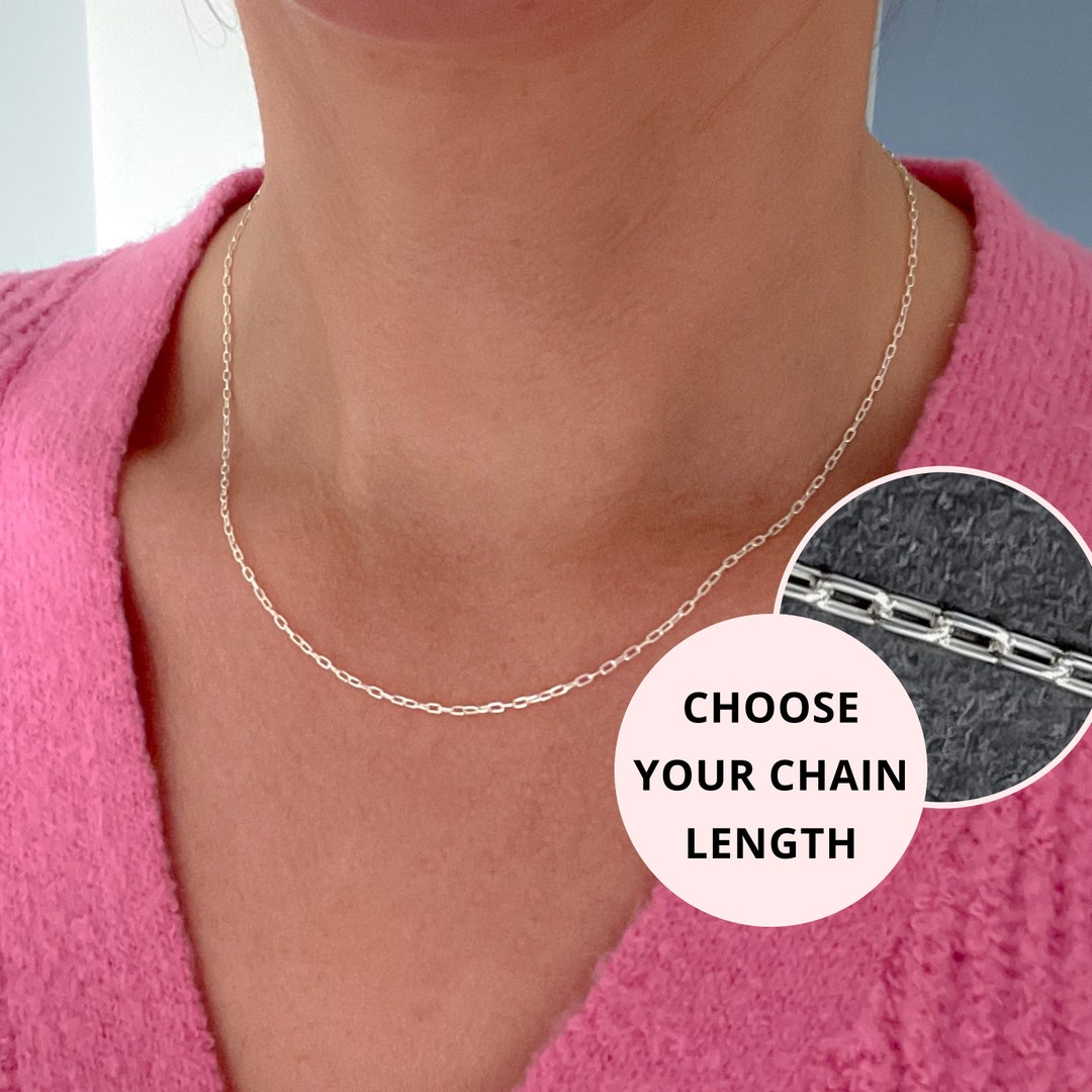Sterling Silver Long Cable Chain Necklace Range of Sizes From Choker to ...