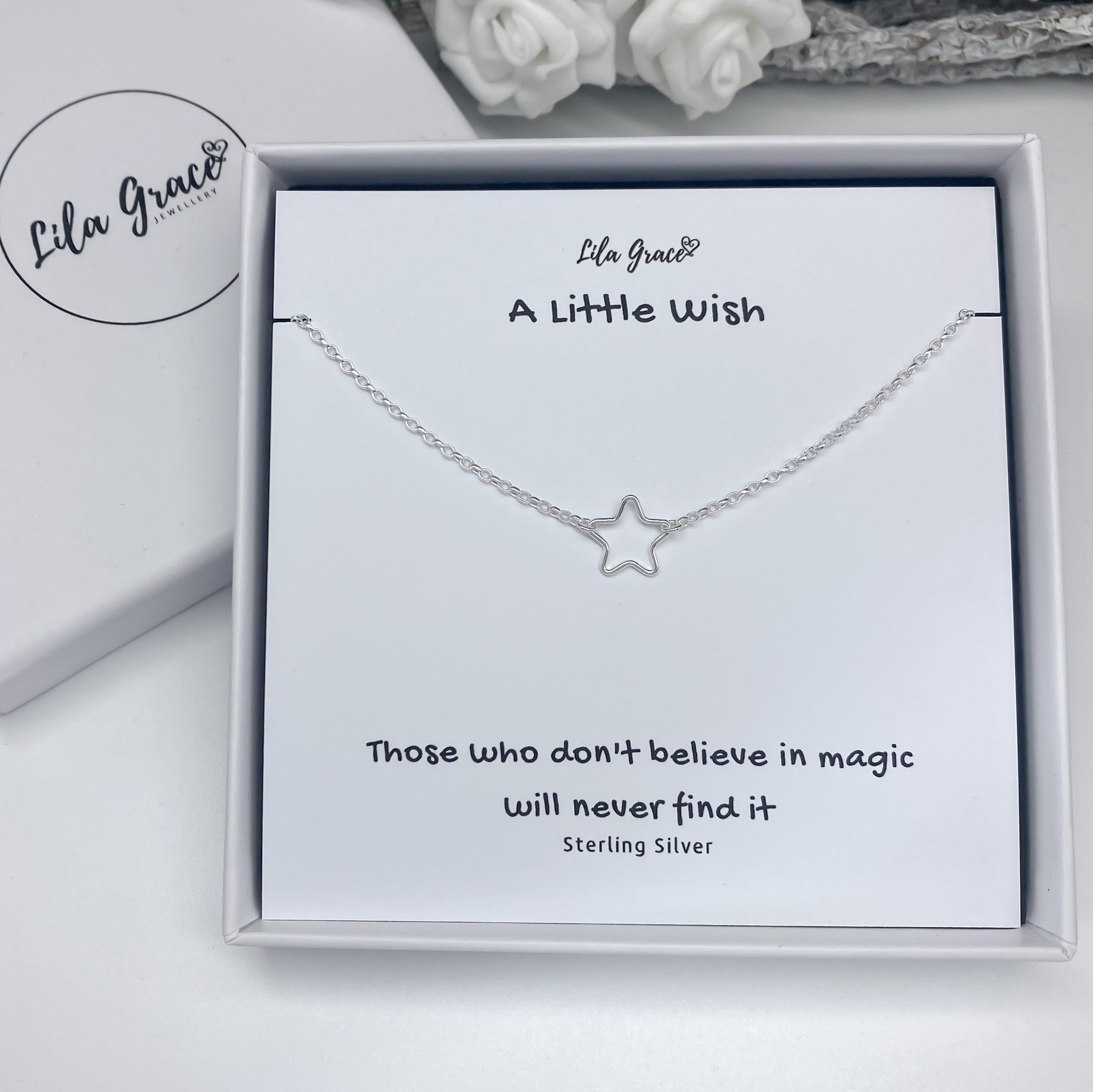Sterling Silver Wish Necklace Thoughtful Christmas Birthday Gift for Her Womens Girls Cute Star Believe Magic Wishes Jewellery Gifts Etsy
