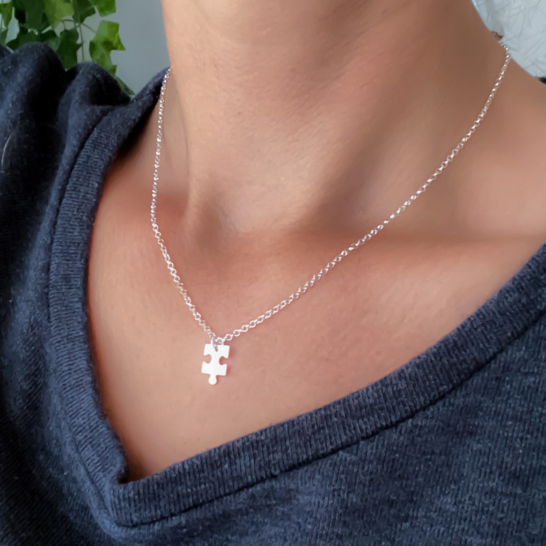 Sterling Silver Jigsaw Puzzle Piece Necklace - Birthday Christmas Gift ...