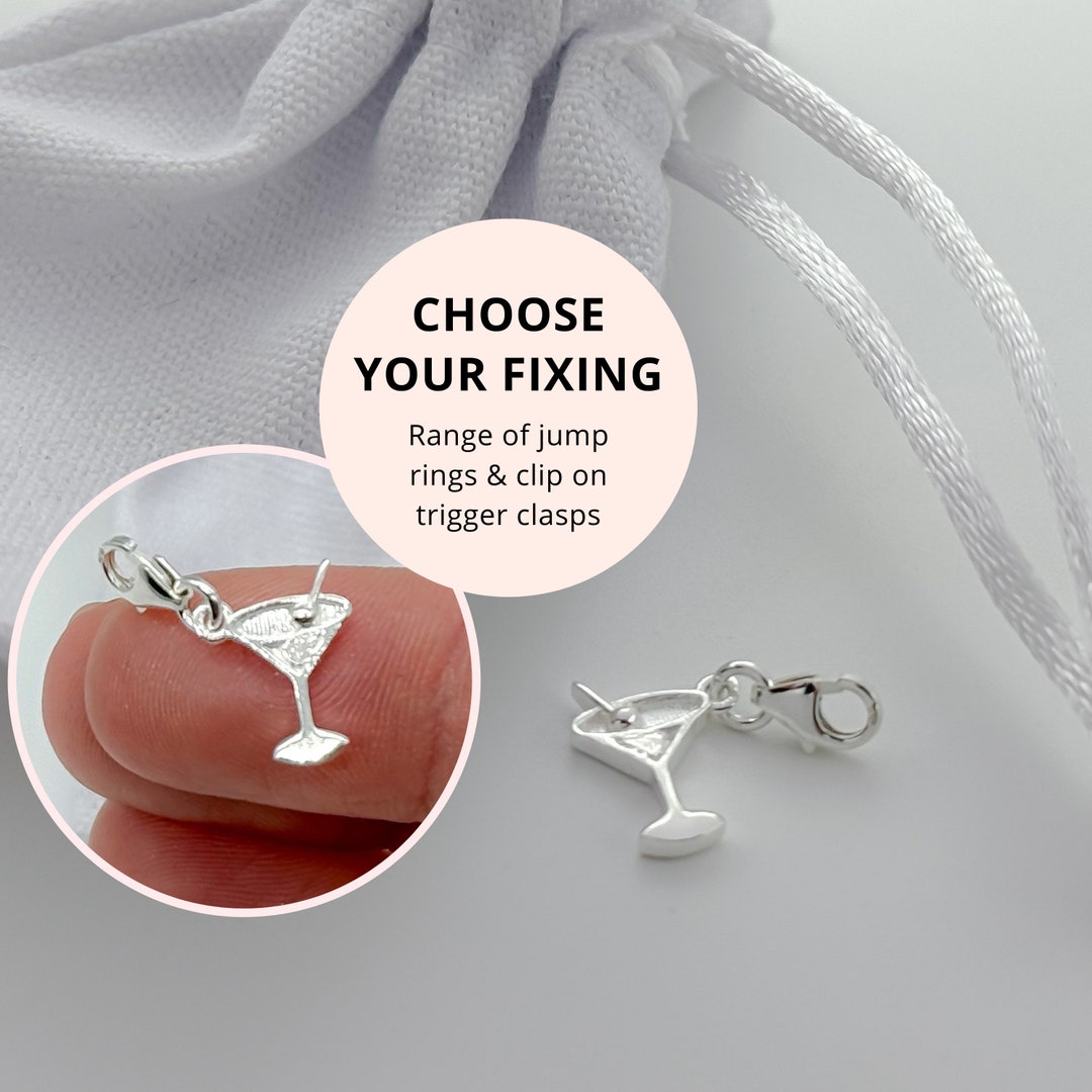 Sterling Silver Cocktail Charm - Clip on 925 Martini Glass 18th 21st ...