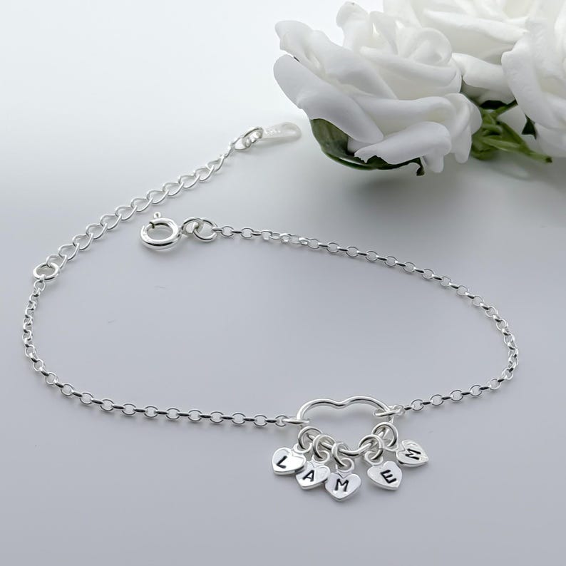 Sterling Silver Mum Letter Heart Bracelet - Personalised Initials ...