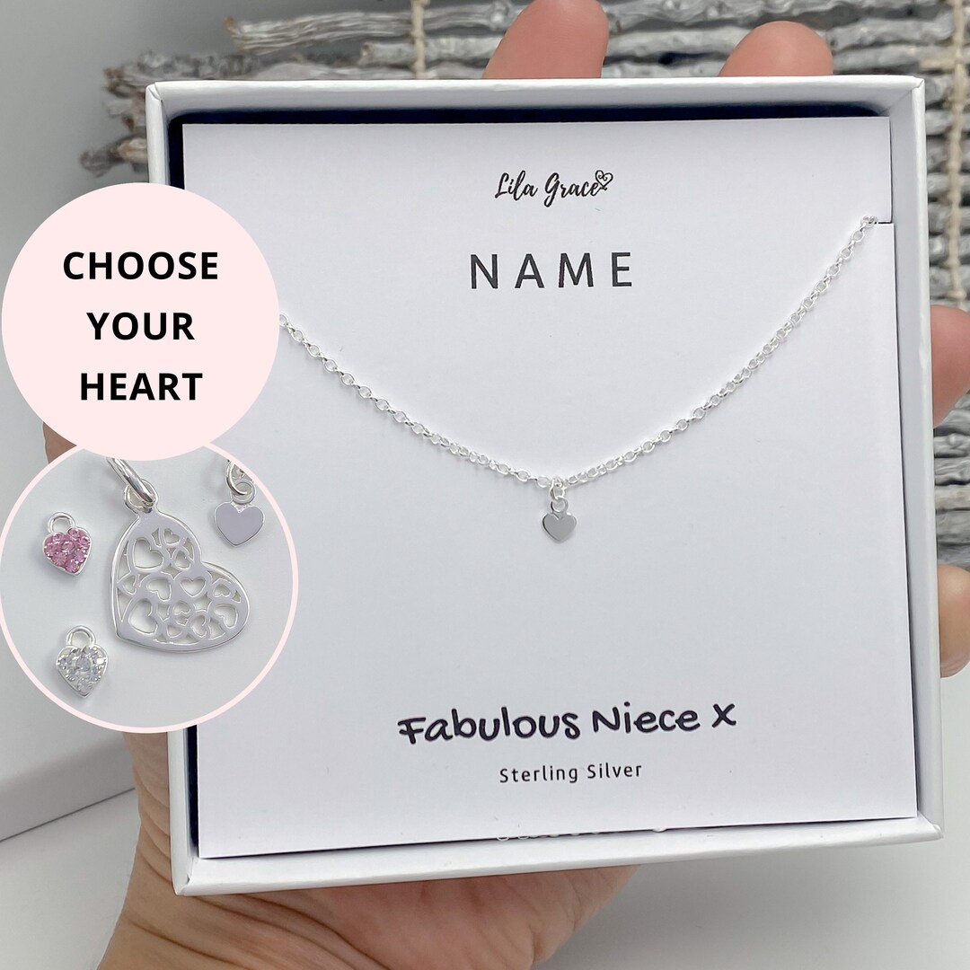 Sterling Silver Niece Heart Necklace - Fabulous Mini Heart Short or ...