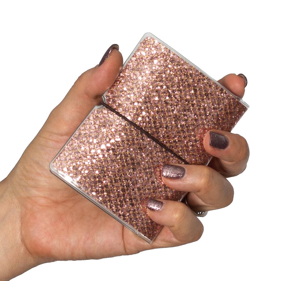 Sparkly Rose Gold Card Holder Wallet: Handmade PVC Leather Organizer - Etsy