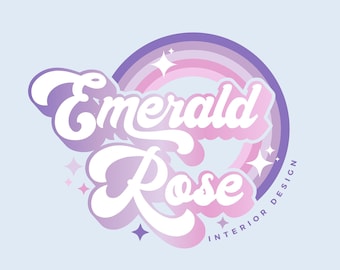 Pastel Retro Logo, Pretty Beauty Pink Logo, Funky Logo Branding Set ...