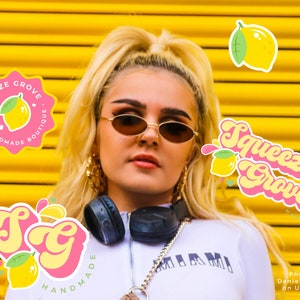 DIY Pink Yellow Lemon Logo Canva Template | Editable Fun Retro Logo ...