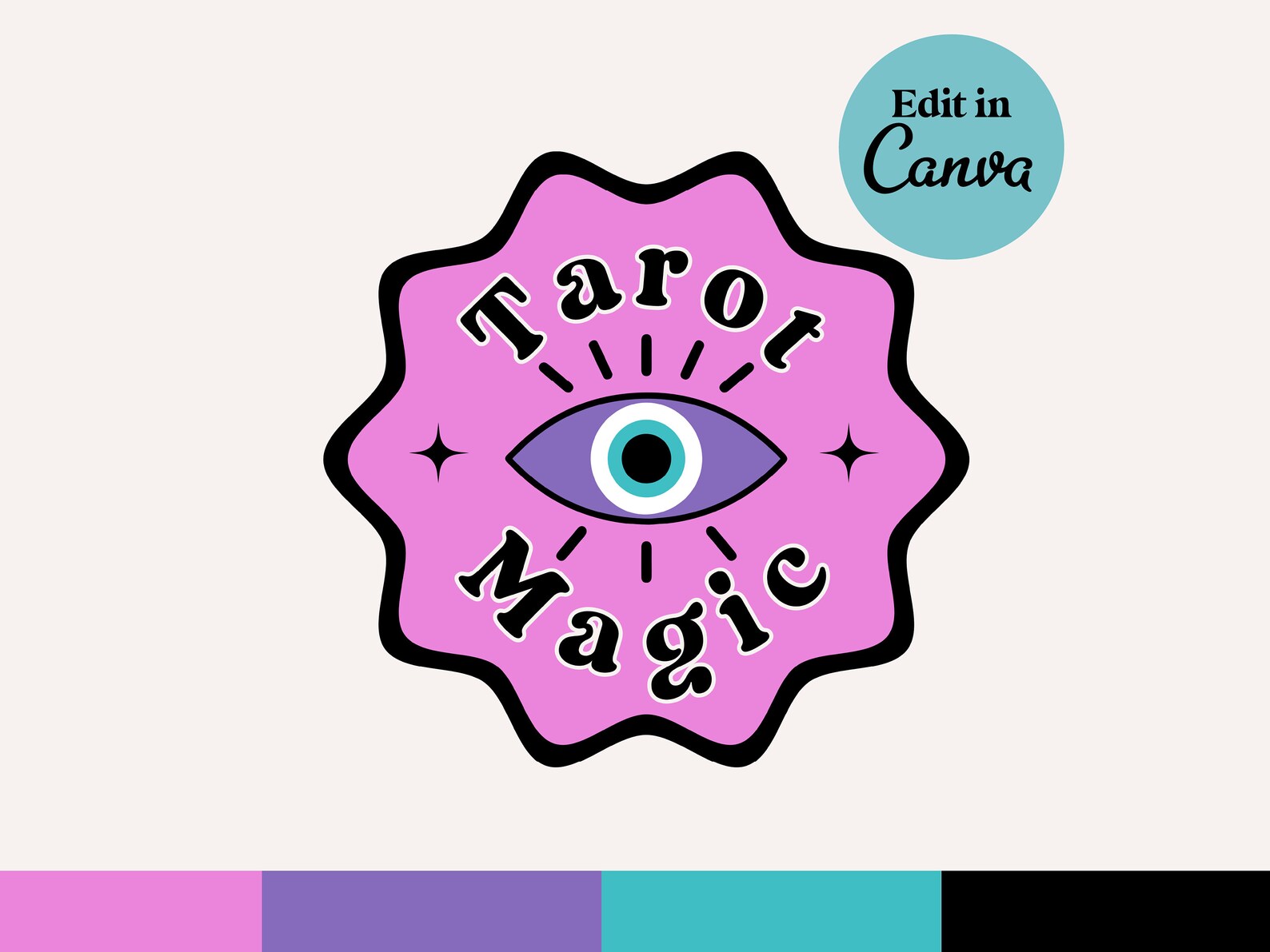 Canva Magic Eye Logo DIY Template | Tarot Magic Witch Editable Retro ...