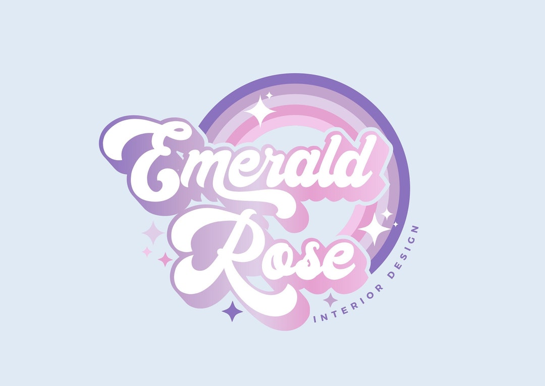 Rainbow Retro Pink Violet Logo, Cute Beauty Logo, Funky Logo Branding ...