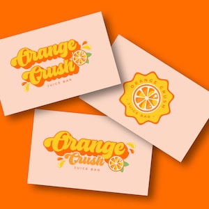 Canva Citrus Orange Logo DIY Template | Editable Fun Retro Logo Design ...