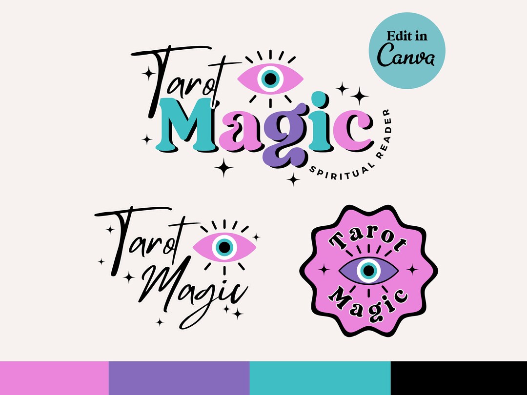 DIY Magic Eye Logo Canva Template | Tarot Magic Witch Editable Retro ...