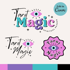 Canva Magic Eye Logo DIY Template | Tarot Magic Witch Editable Retro ...