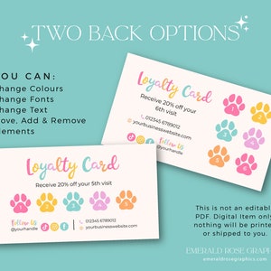 Dog Grooming Loyalty Card Canva Template | Business Card Design, DIY ...