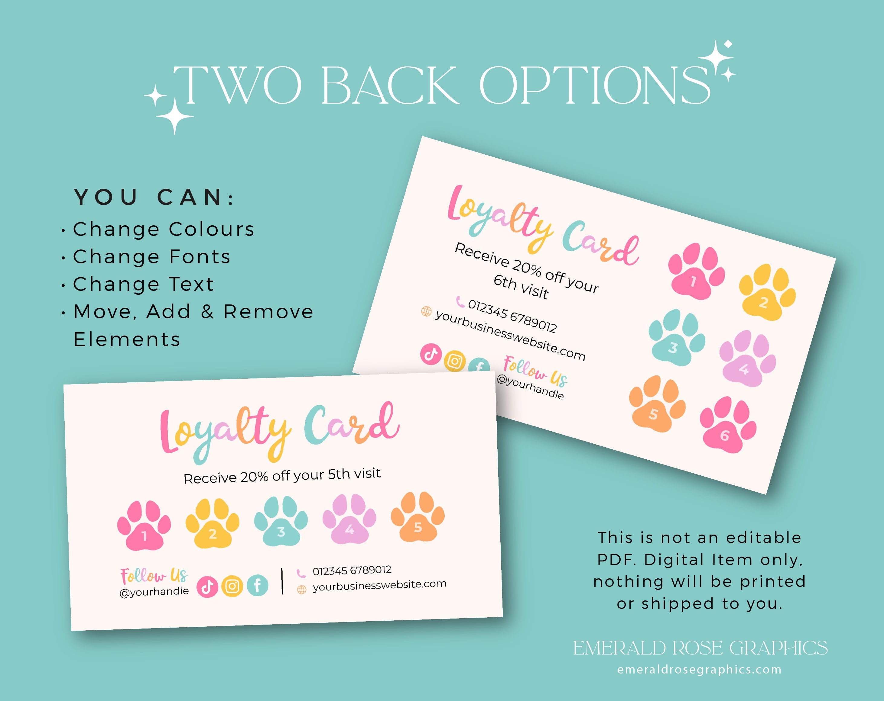 Dog Grooming Loyalty Card Canva Template | Business Card Design, DIY ...